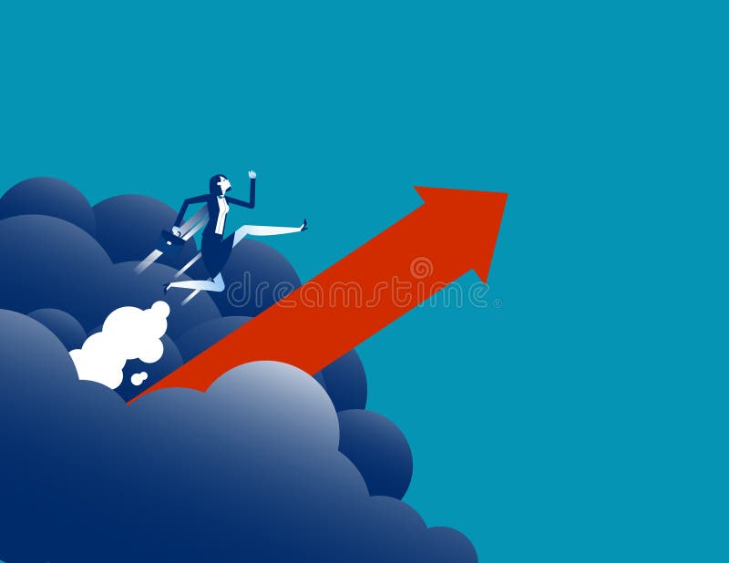 Running from the Black Clouds. Business Escape from Danger Concept ...