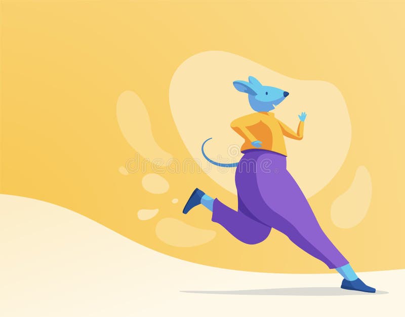 Running Blue Rat Character on a Bright Background Stock Vector ...