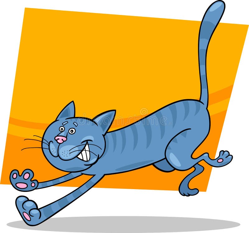 Running blue tabby cat stock vector. Illustration of running - 24945990