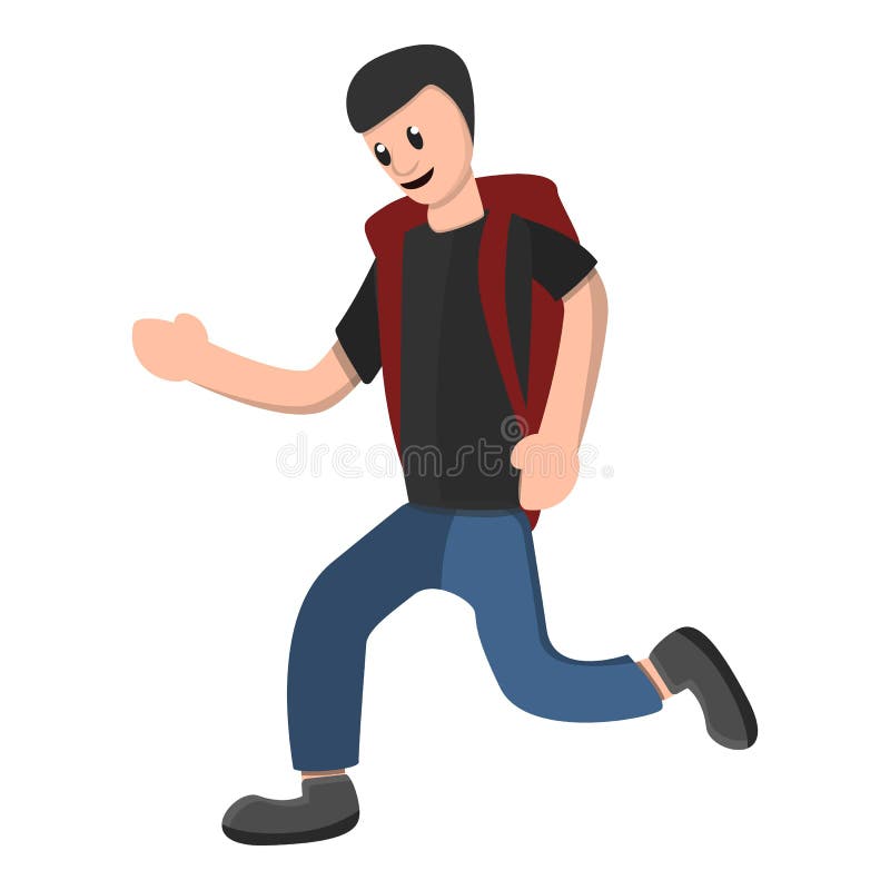 Running Boy with Backpack Icon, Cartoon Style Stock Vector ...