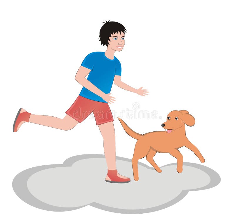 Kid Boy His Dog Running Stock Illustrations – 61 Kid Boy His Dog ...
