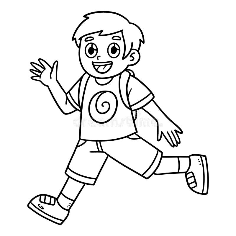 Happy Boy Running Isolated Coloring Page for Kids Stock Vector ... Happy Boy Running Isolated Coloring Page for Kids Stock Vector ...