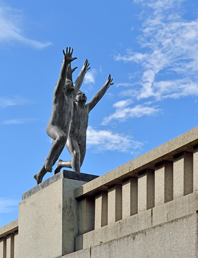 Running Boys Statues on Bridge in Vigeland Park. Oslo Editorial Image ...