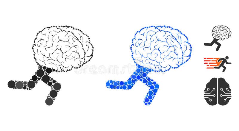 Running Brain Composition Icon of Round Dots Stock Vector ...