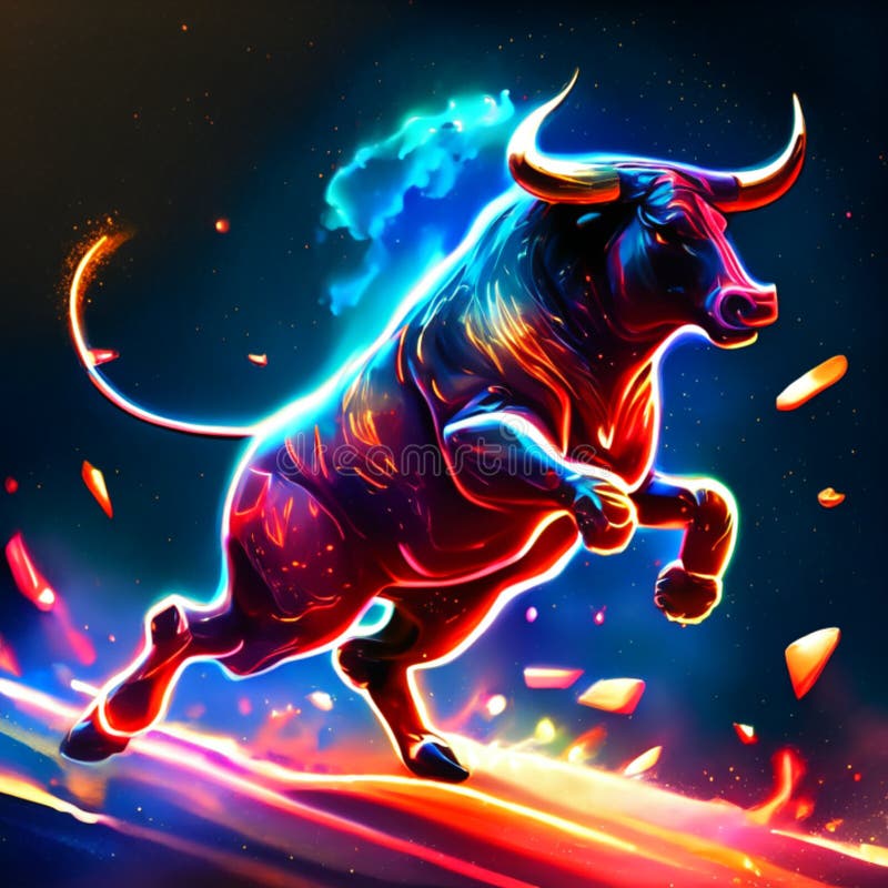 Running Bull in the Night Sky. Vector Illustration for Your Design ...