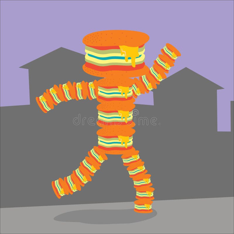 Running Burger Man. Vector Illustration Decorative Design Stock Vector ...