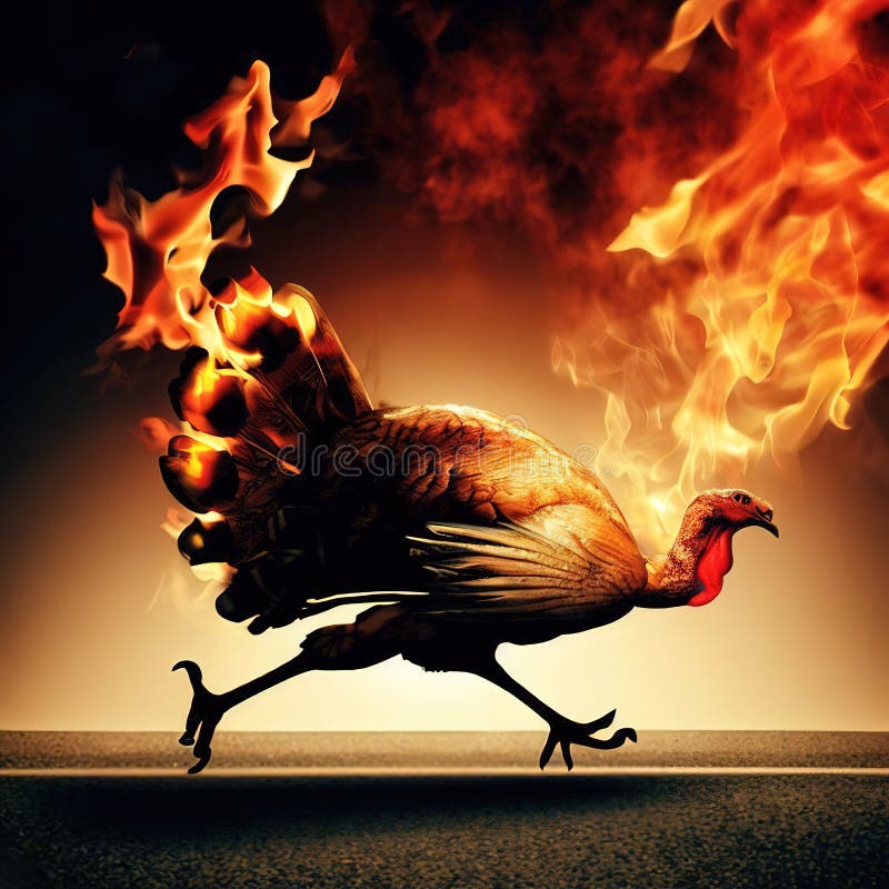 Running the Burning Turkey in Thanksgiving Day with Generative AI Stock ...