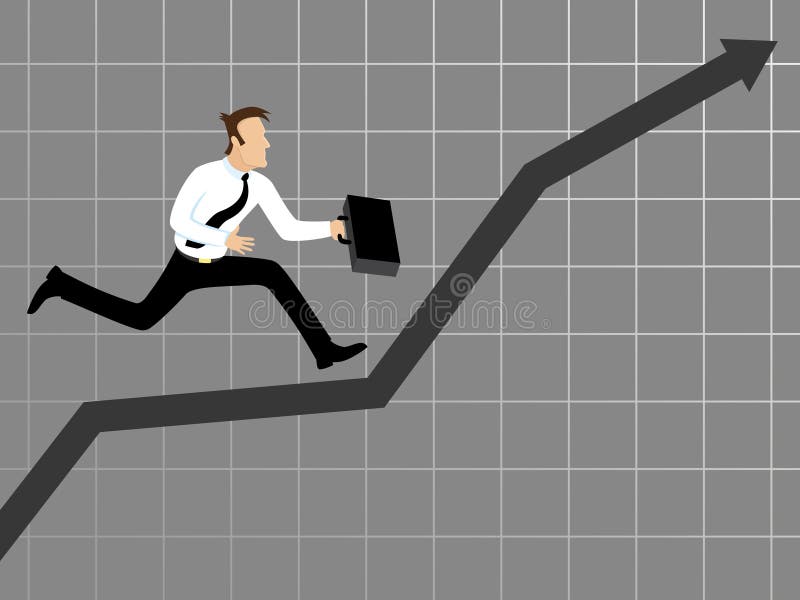 Running Business Man on a Graph. Stock Vector - Illustration of ...