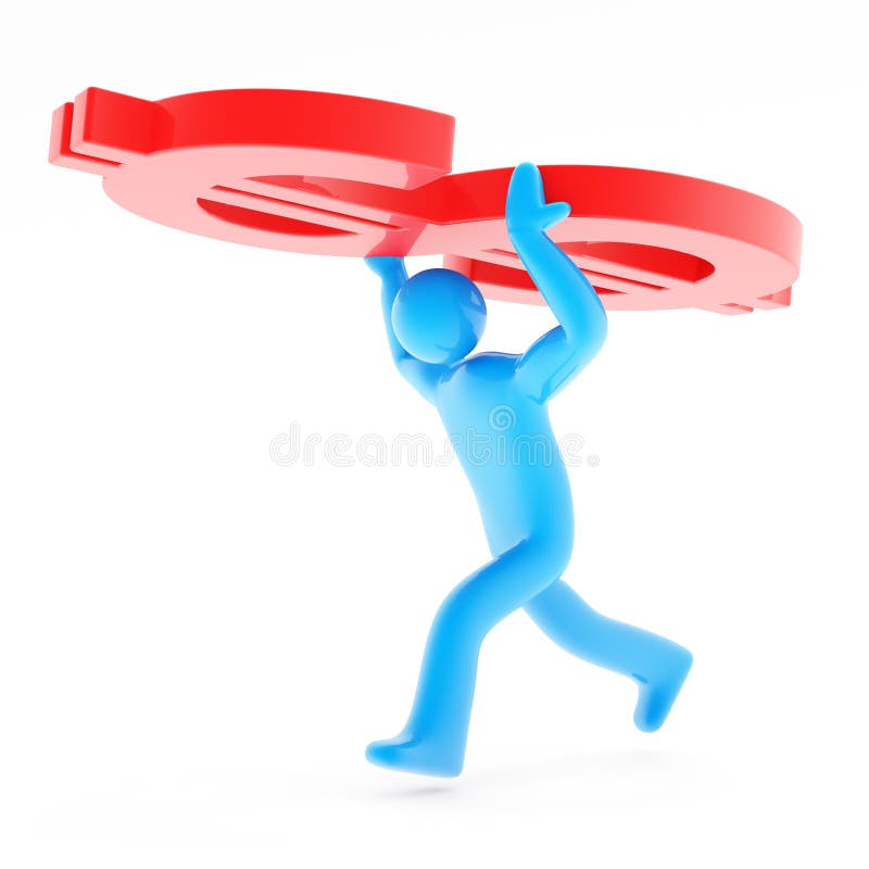 Running Businessman Carring Dollar Sign On White Picture. Image: 20271945