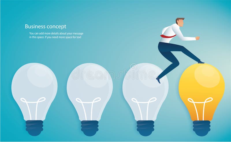 Running Businessman on Light Bulb Idea Concept. Vector Illustration ...