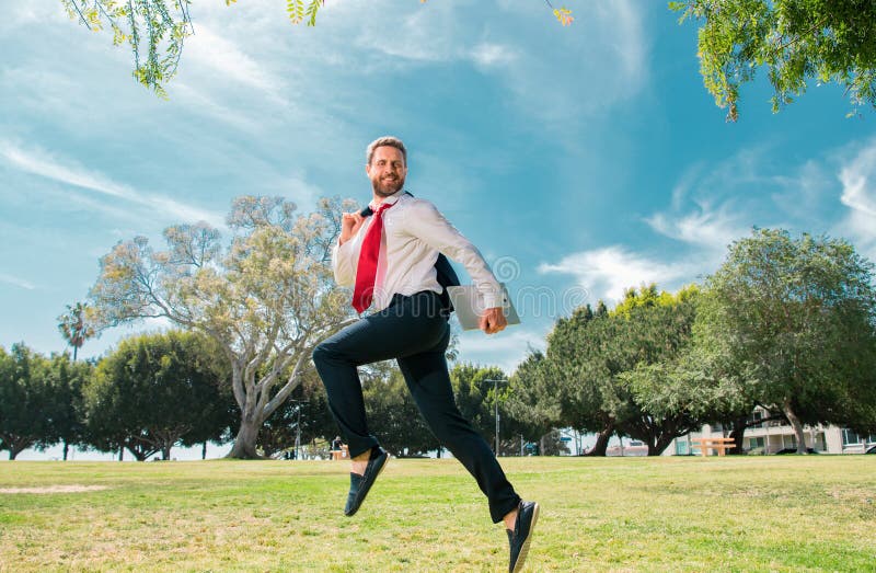 Running Businessman Ready To Run Jump and Sprint. Stock Image - Image ...