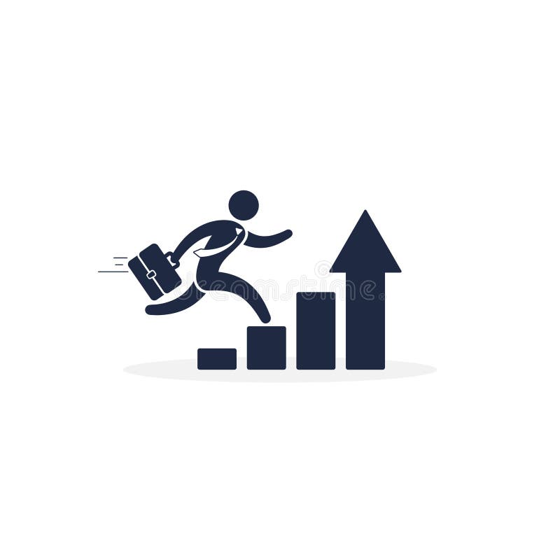 Running Businessman on Successful Diagram Vector Icon Isolated ...