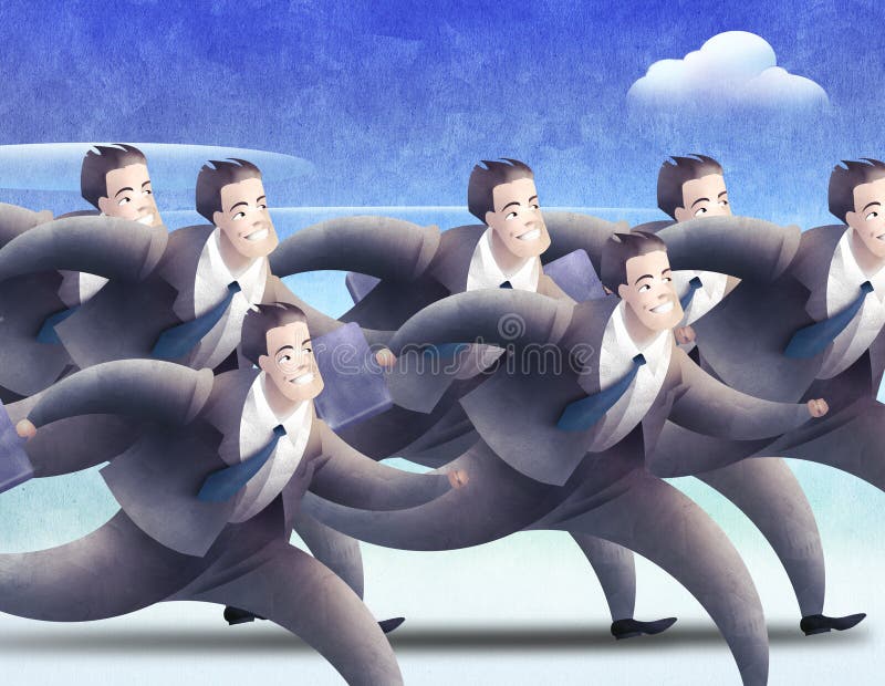 Running businessmen stock illustration. Illustration of modern - 39091370