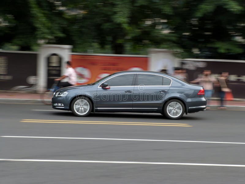 Car Speed Fast Drive on the Road Near Sea at Summertime Cloudy Sky ...
