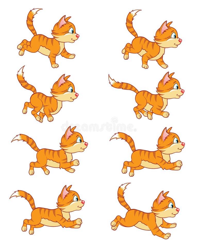 Cat Running Animation Stock Illustrations – 324 Cat Running Animation ...