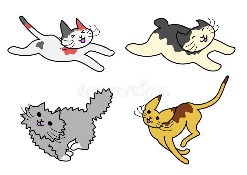 Running Cats Cartoon Coloring Page Stock Illustration - Illustration of ...