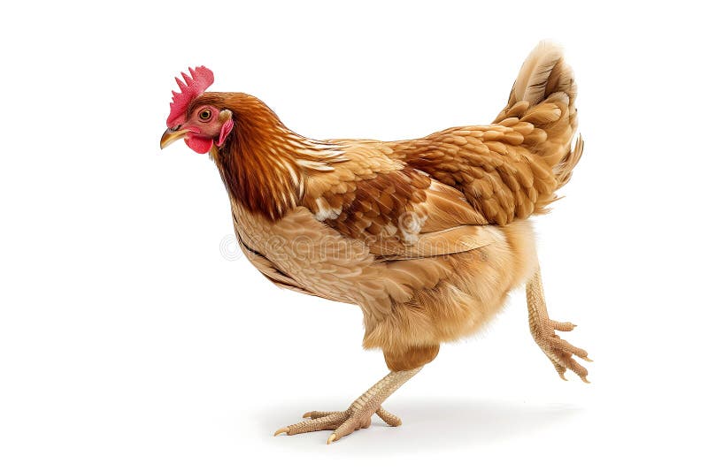 Running Chicken Hen on White Background. Stock Image - Image of farming ...