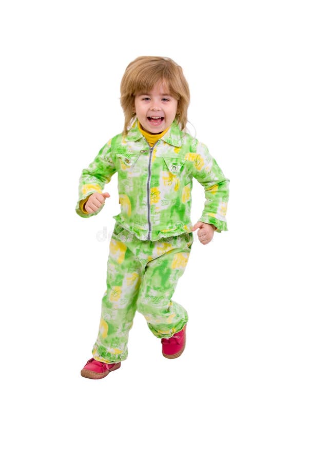 Running Child Girl. Side View Stock Image - Image of childhood, sisters ...