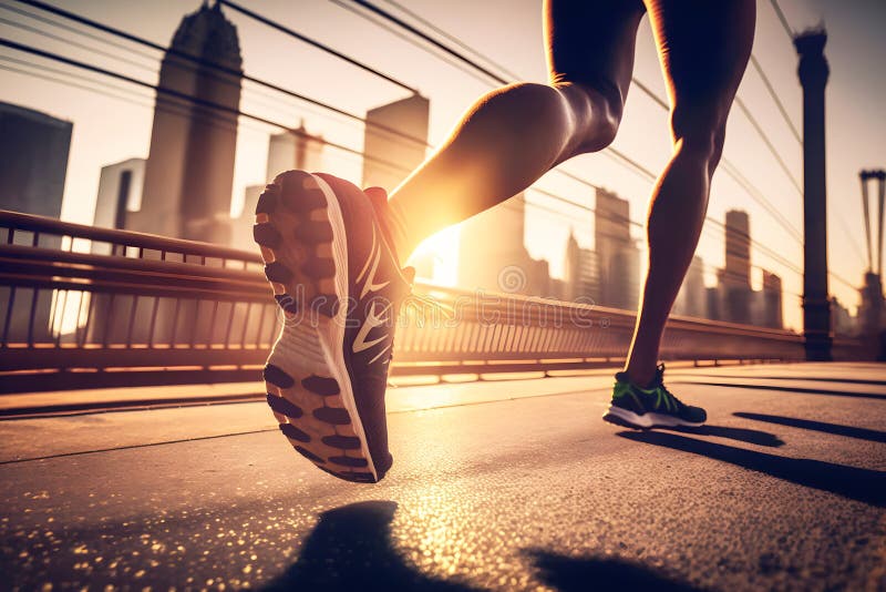 Running at the City Under the Bright Sunlight with Generative Ai Stock ...
