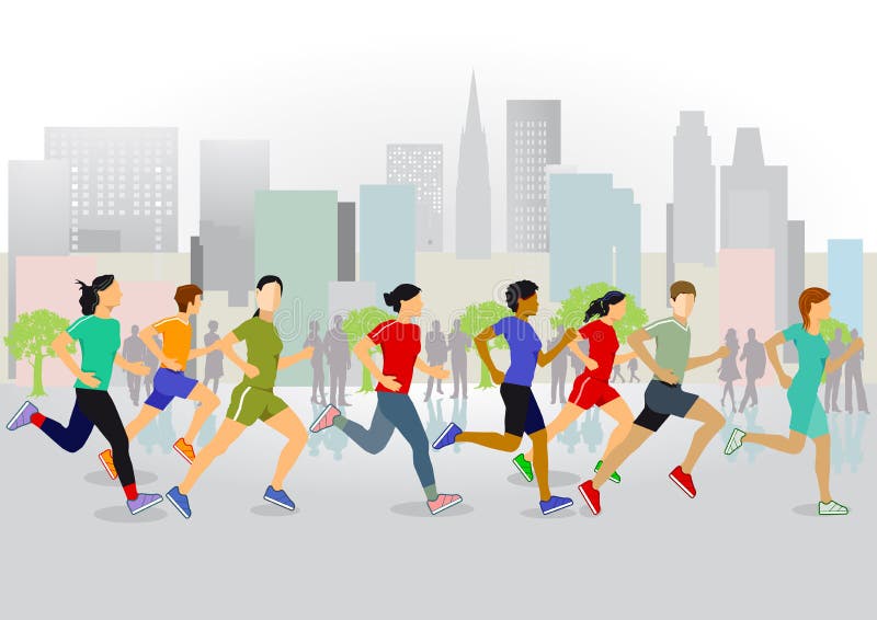 Running in the City Illustration Stock Vector - Illustration of ...
