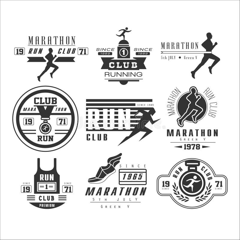 Running Club Labels, Emblems and Design Elements Stock Vector ...