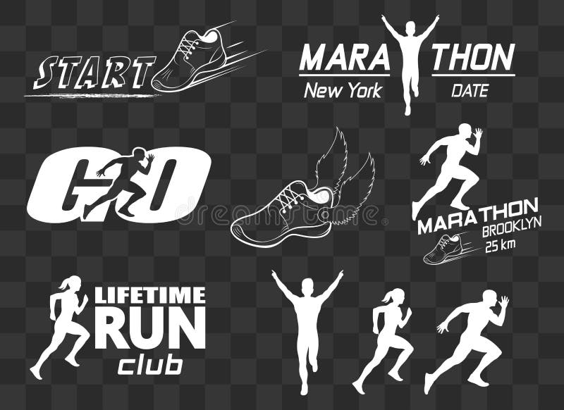 Set of Vintage Run Club Labels Stock Vector - Illustration of graphic ...