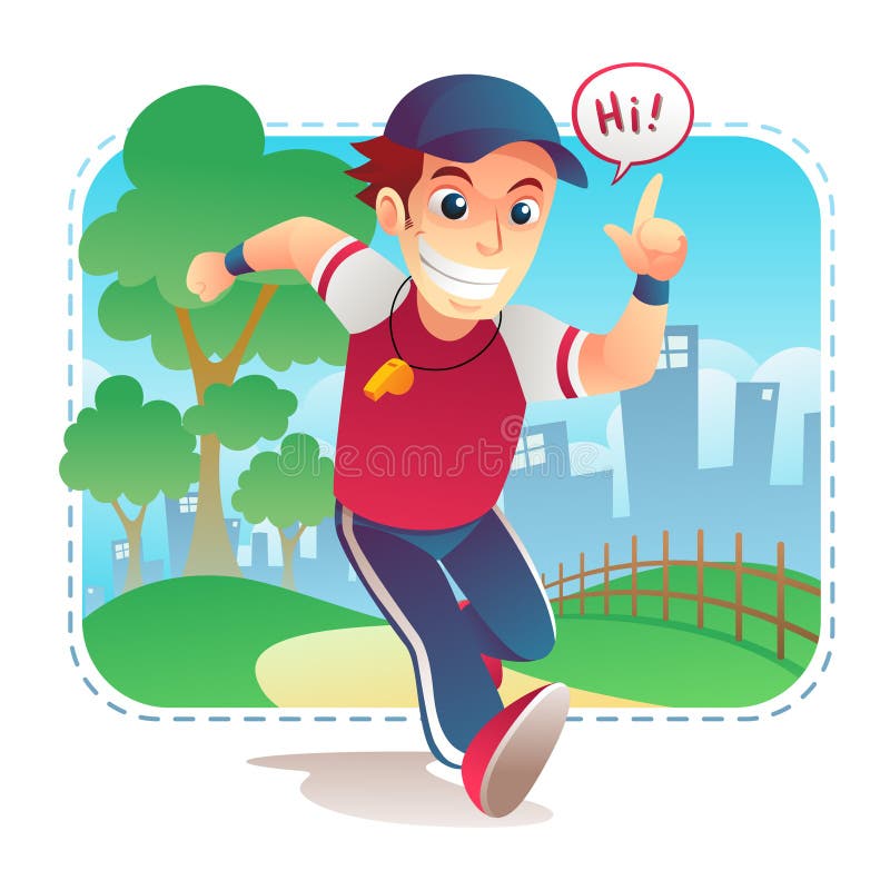 Running coach stock vector. Illustration of blue, character - 18619468