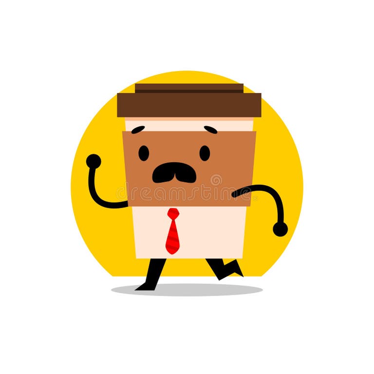 Running Coffee Cup Mascot. Father Coffee Cup Mascot Doing Running ...