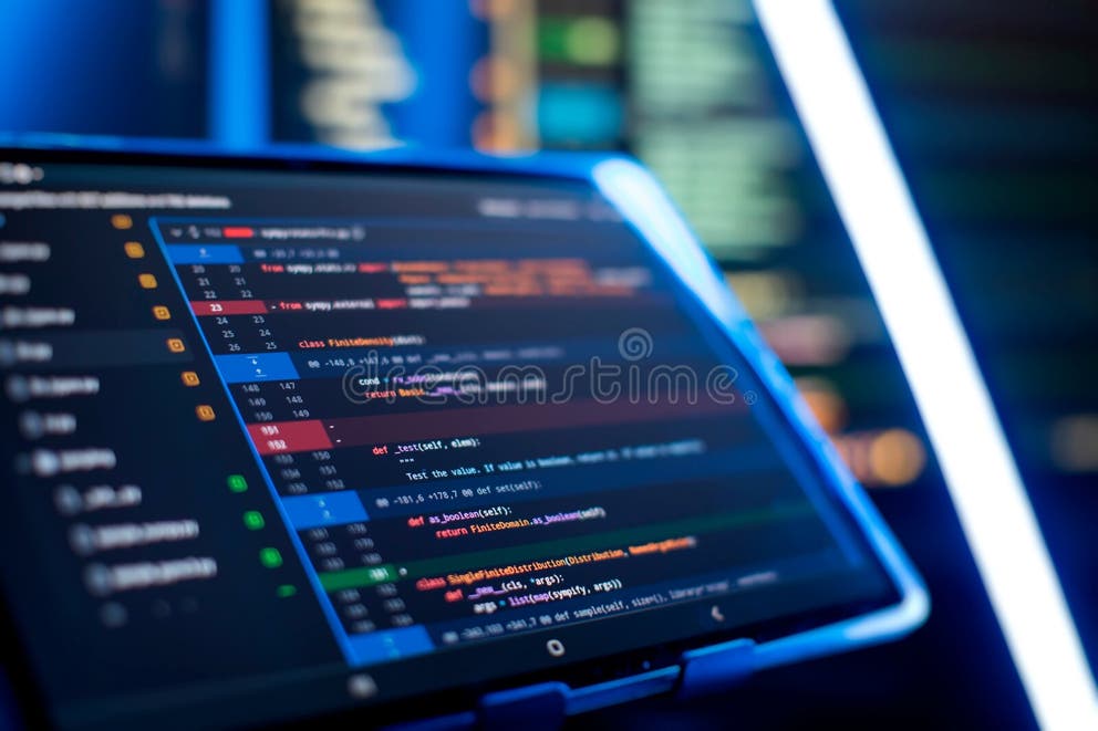 Running Computer Data Programming. Coding Script Text on Screen ...