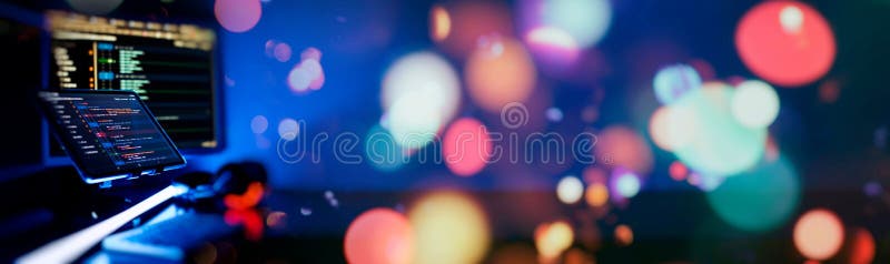 Running Computer Data Programming Coding Script Text On Screen Notebook Closeup Photo Stock