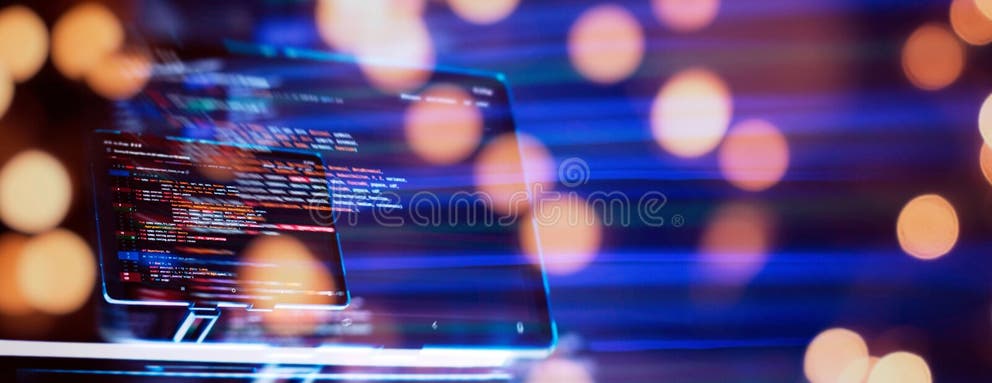 Running Computer Data Programming. Coding Script Text on Screen ...