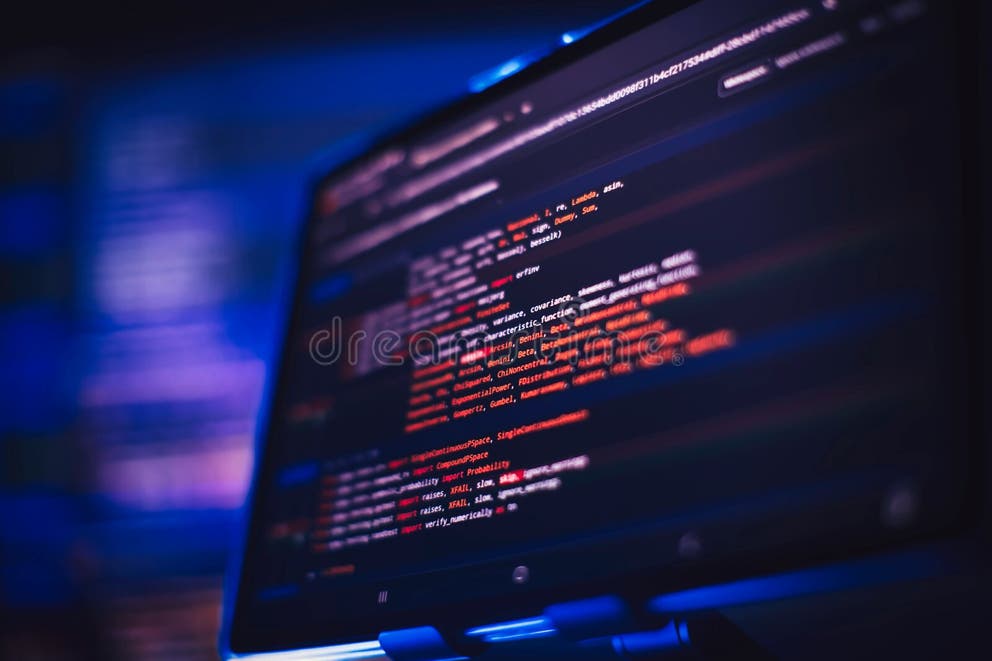 Running Computer Data Programming. Coding Script Text on Screen ...