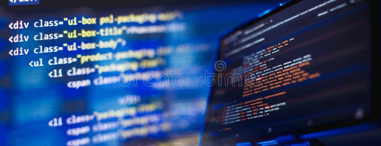 Running Computer Data Programming. Coding Script Text on Screen ...