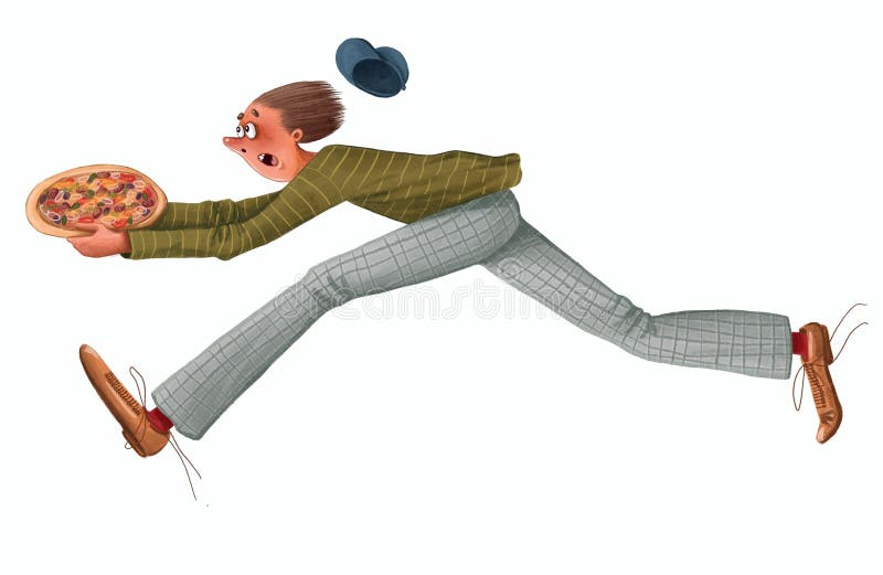 Running Courier Pizza Delivery Boy Stock Illustration - Illustration of ...