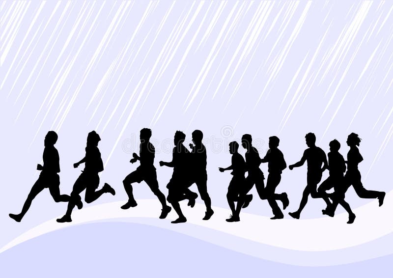 Running crowd boys stock vector. Illustration of event - 13104044