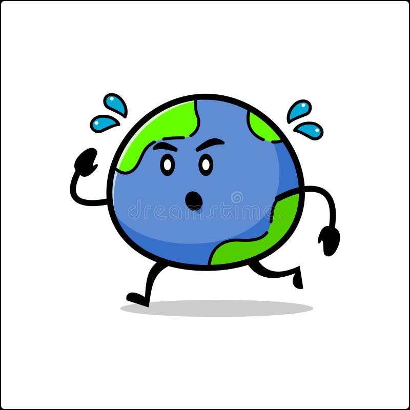Running Cute Earth Mascot. Globe Earth Smiling Funny Mascot ...