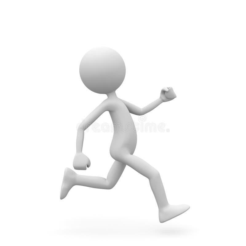 Speed Running 3D Cartoon Character on White Background Stock ...