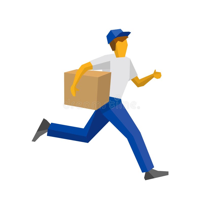 Carton Man Running Fast with Bag Scared with Something, he is Looking ... Carton Man Running Fast with Bag Scared with Something, he is Looking ...