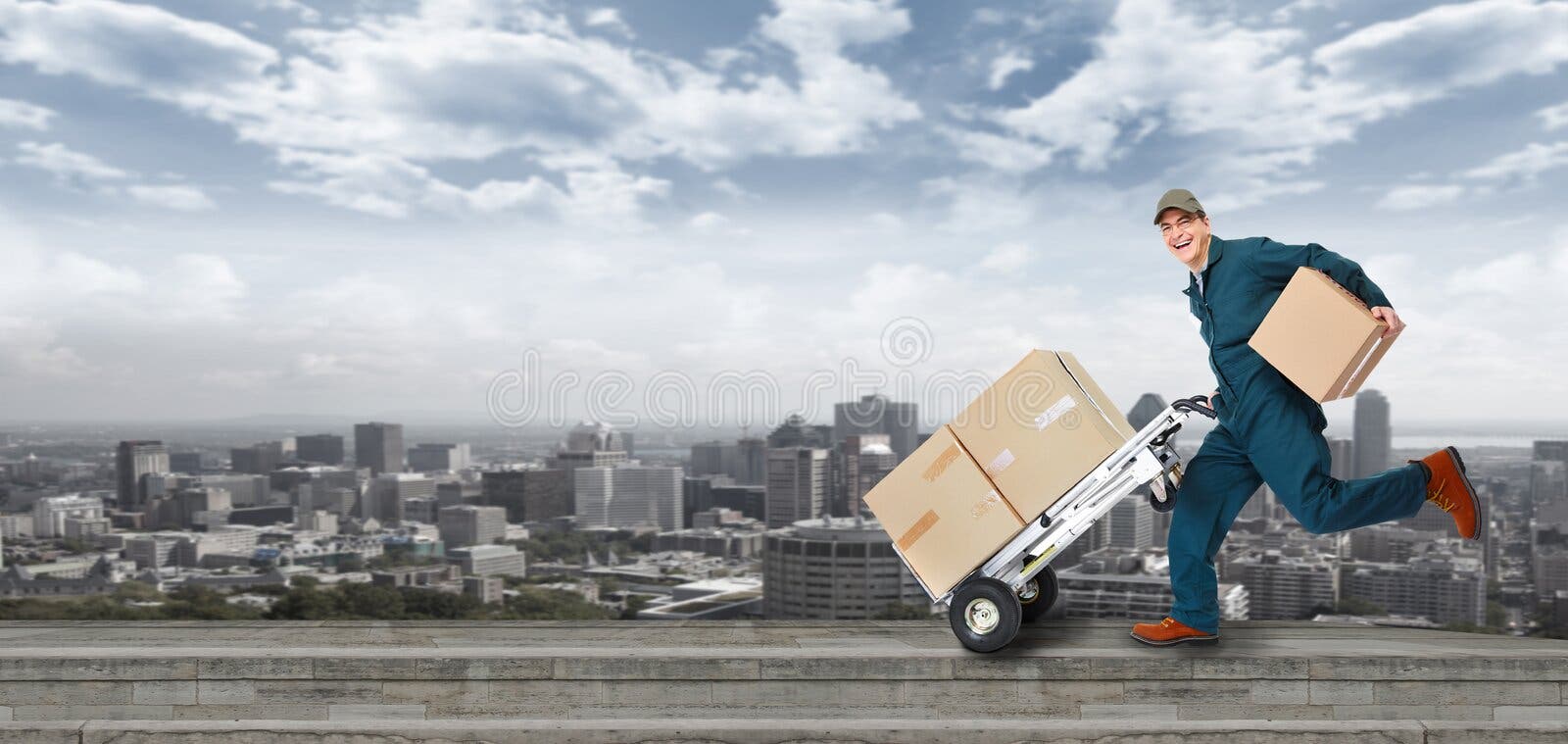 Delivery Man with Parcel Box Stock Photo - Image of postal, delivery ...