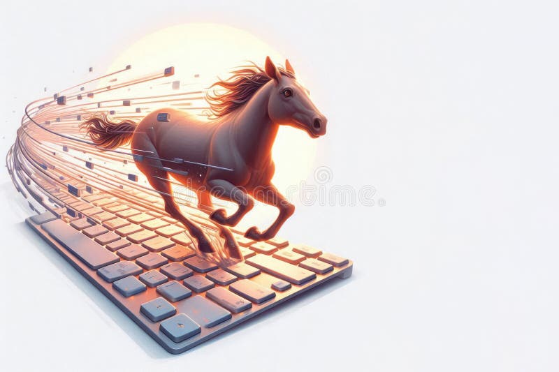 A Running Digital Horse on a Keyboard. Space for Text. Stock Image ...