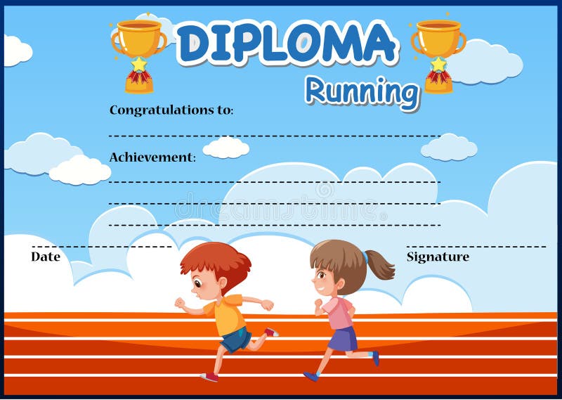 Running Diploma Certificate Template Stock Vector - Illustration of ...