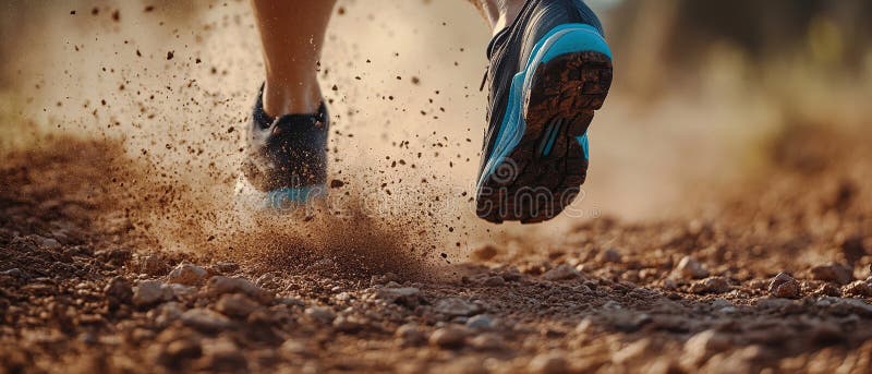 Running on a Dirt Path, Close-up of Feet in Motion Stock Image - Image ...