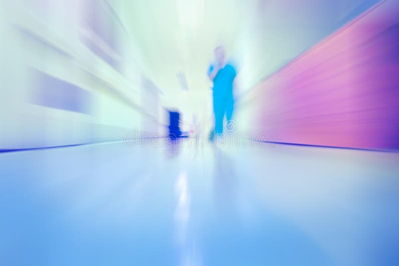 Running Doctor Hospital Corridor Unfocused Background Stock Photos ...
