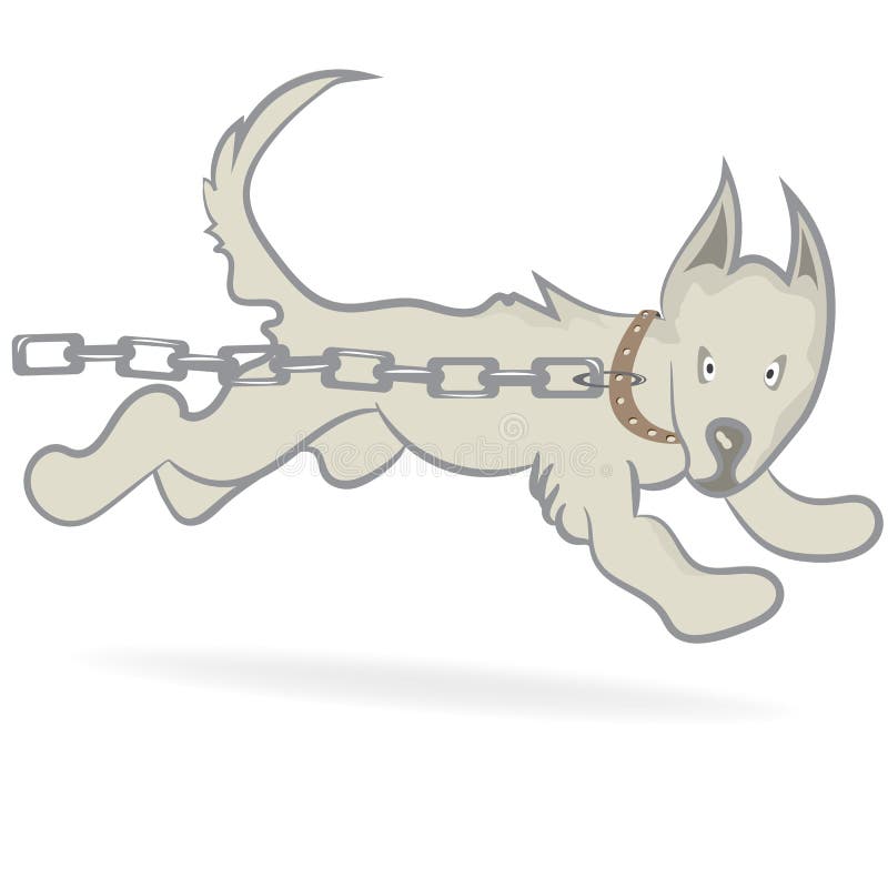 The Running Dog with a Chain Stock Vector - Illustration of character ...