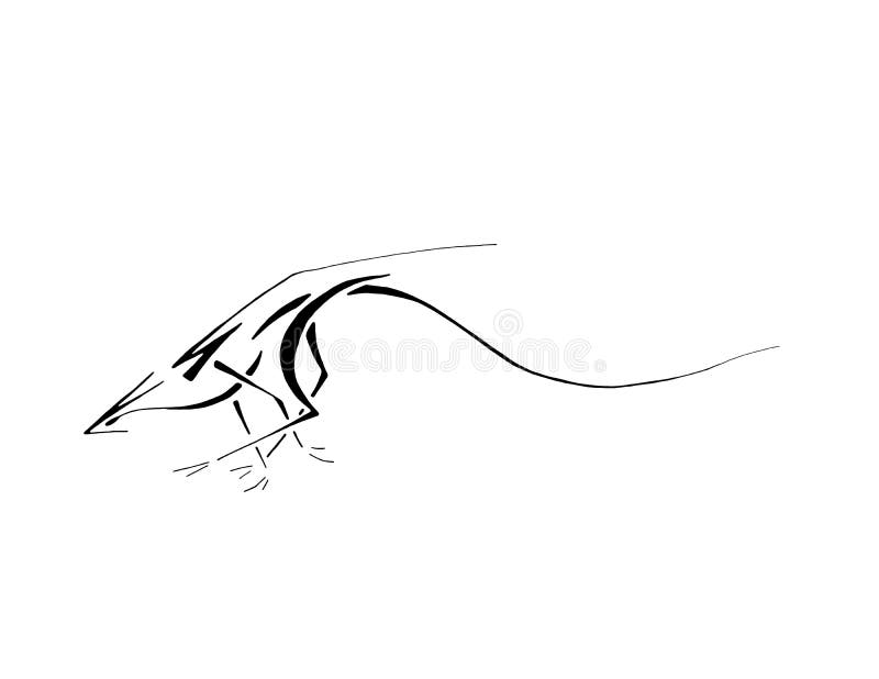 Running Dragon, Stylized Line Art Stock Illustration - Illustration of ...
