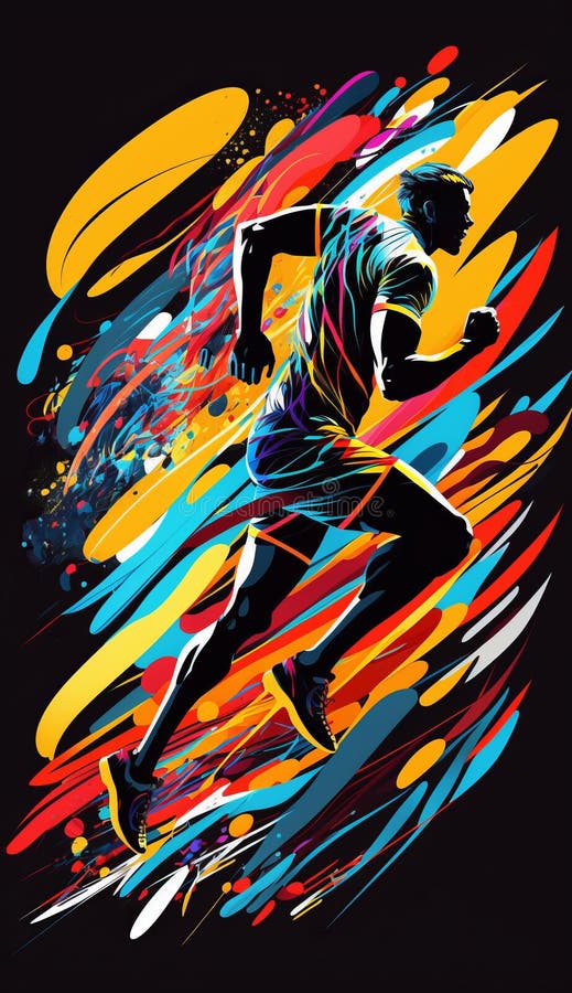 Running: a Dynamic and Energetic Concept Image Stock Illustration ...