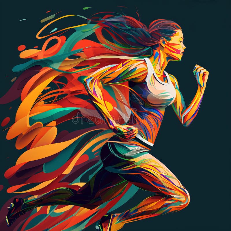 Running: a Dynamic and Energetic Concept Image Stock Illustration ...