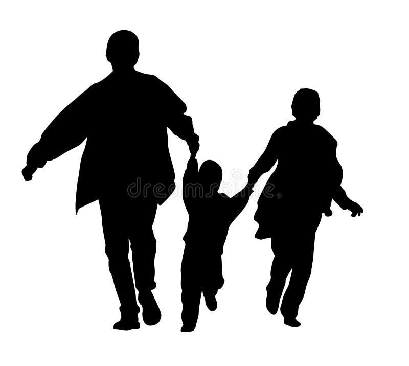 Running family silhouette stock vector. Illustration of outdoor - 3560827