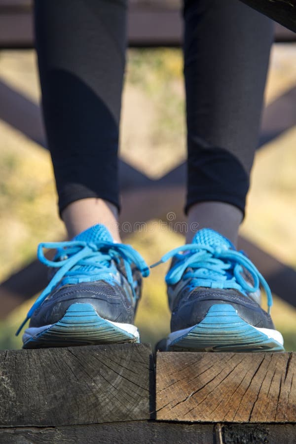 Running Feet of Young Woman Closeup on Shoe Stock Image - Image of ...