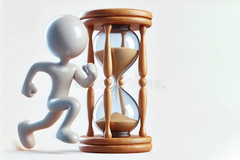 Running Figure with an Hourglass. Space for Text. Stock Illustration ...